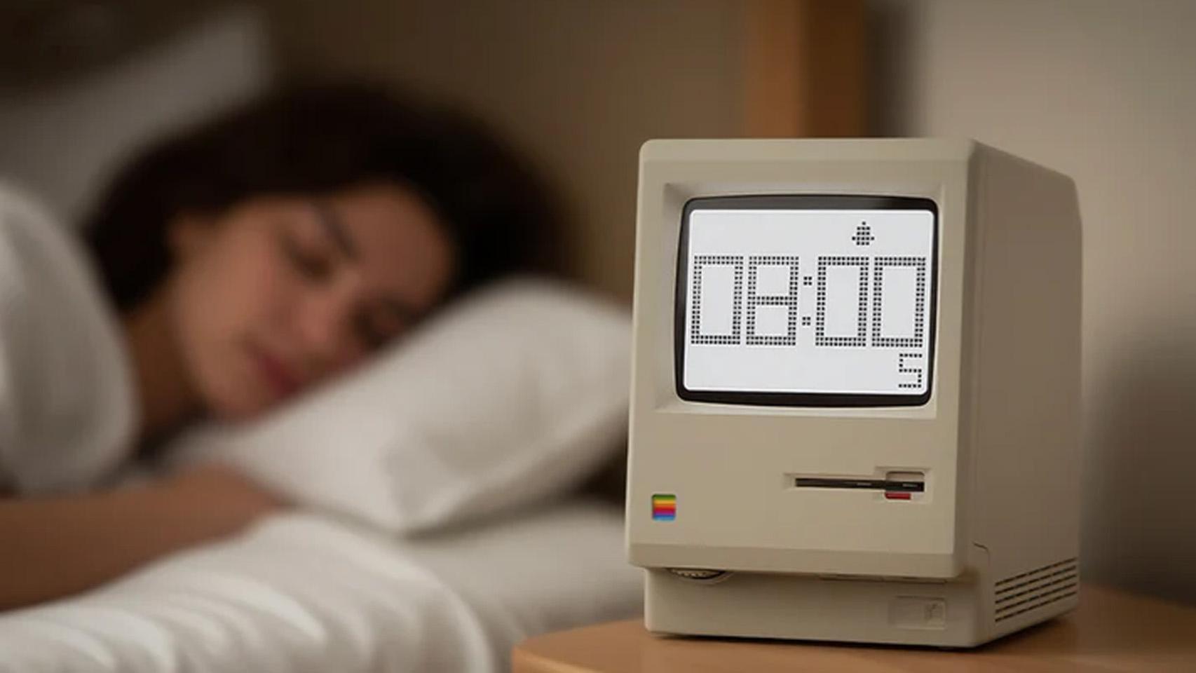 Este pequeño reloj con forma de Mac es la solución 'retro' que necesitas para levantarte por las ...