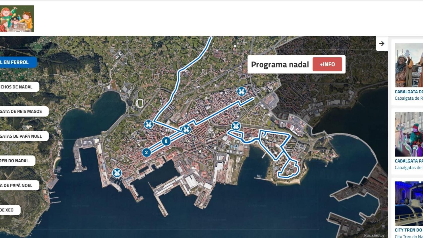 Ferrol estrena un mapa digital para no perderse la Navidad en la ciudad