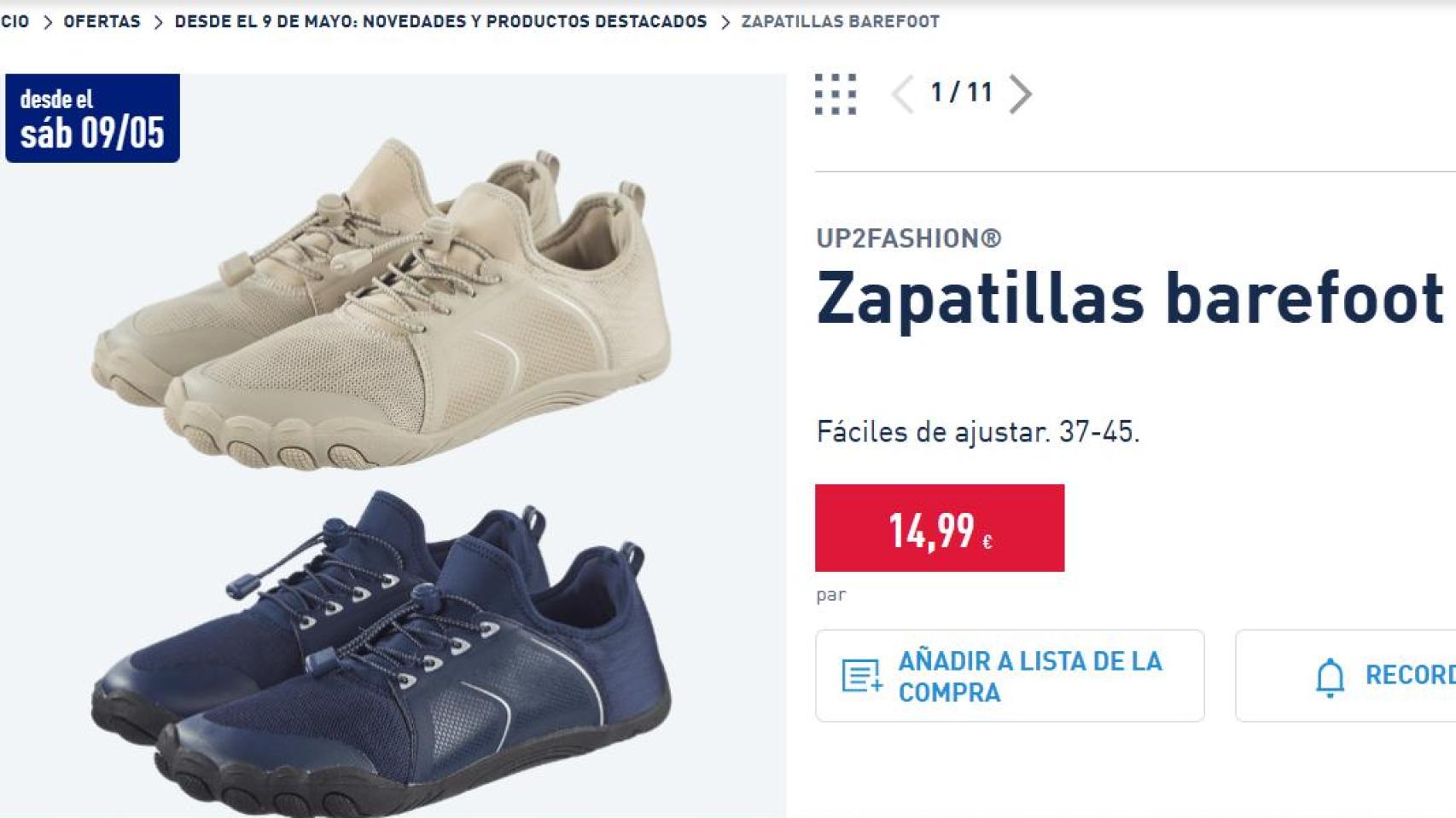 Aldi vende las zapatillas 'barefoot' más cómodas y baratas de la ...